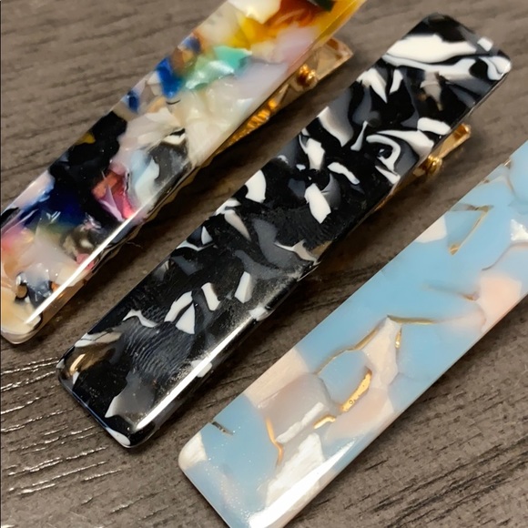Accessories | New Marble Hair Clips 3 Set | Poshmark